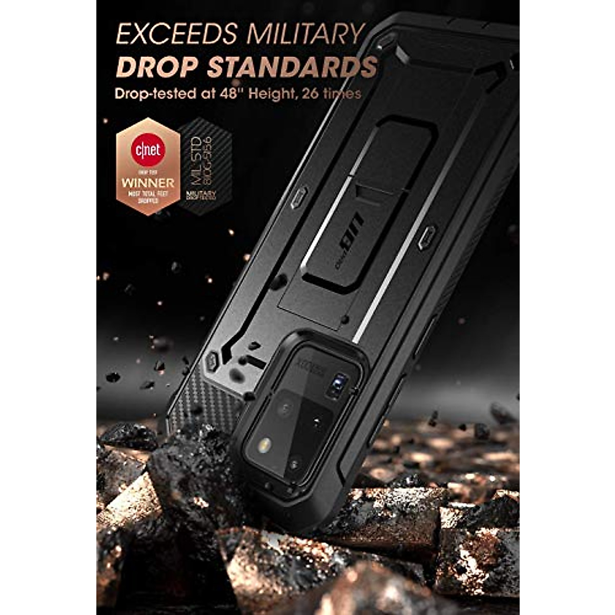 SUPCASE UB Pro Series Designed for Samsung Galaxy S20 Ultra 5G Case, Built-in Screen Protector with Full-Body Rugged Holster & Kickstand for Galaxy S20 Ultra (2020 Release) (Black)