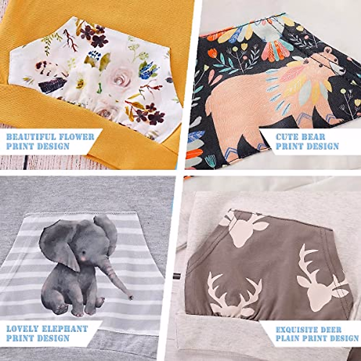 CETEPY Baby Girl Clothes Outfits Newborn Infant Long Sleeve Hoodie + Pants + Headbands White Flower 6-12 Months/80cm