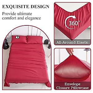 Queen Sheet Set - Soft Bed Sheets for Queen Size Bed, Extra Deep Pocket Hotel Luxury Sheets, Cooling Breathable Bedding Sheets and Pillowcases, Wrinkle Free Oeko-Tex Sheets 4 Piece