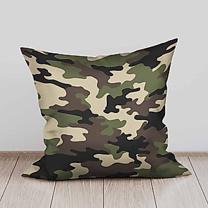 Beabes Pillow Cases Fashion Black Brown Green Camo Seamless Pattern Pack of 2,Decorative Throw Pillow Covers for Couch Bedroom Living for Girl Boy 18X18 Inch