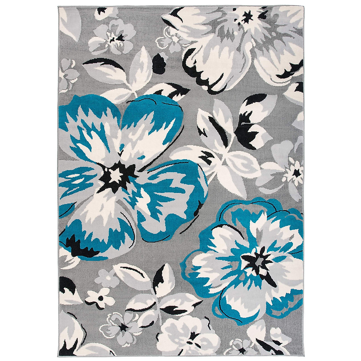 Rugshop Modern Floral Design Area Rug for Living Room,Bedroom,Home Office,Kitchen Non Shedding Area Rug 7'6" X 9' 5" Blue