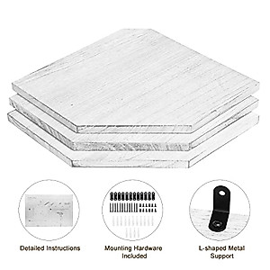 SEHERTIWY Corner Floating Shelves for Wall, 5 Tier Rustic Wall Shelves Corner Storage Shelves Small Shelf White Floating Shelves for Bedroom, Living Room, Bathroom, Kitchen