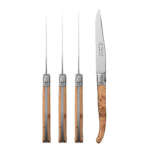 AU NAIN Laguiole Set of 4 Steak Knives with Juniper Wood Handles