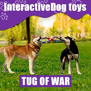 GHOBROFY Dog Rope Toys for Aggressive Chewers, Tough Dog Chew Toys for Medium Large Dog Breeds, Dog Grinding Teeth Chew Toys, Interactive Cotton Tug of War Dog Toy, Dark Color