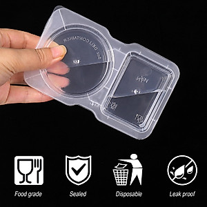 50pcs Double Compartment Condiment Container With Lids,Disposable 2 Compartment Sauce Containers Clear Plastic Snack Containers For Travel