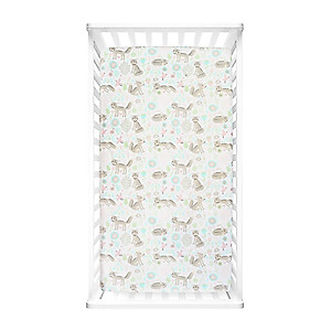 Lush Decor Baby Pixie Fox Soft & Plush Fitted Crib Sheet, 2 Pack, Multi, 28" W x 52" L + 9" Pocket - Baby Bedding - Geometric, Floral & Fox Crib Sheets - Woodland Nursery Decor - Baby Shower Presents