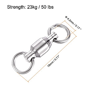 PATIKIL Ball Bearing Swivel, 25 Pack 50lb Stainless Steel Solid Welded Ring Fishing Tackle Connector, Silver