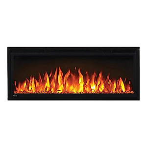 Napoleon Entice 42 - NEFL42CFH - Wall Hanging Electric Fireplace, 42-in, Black, Glass Front, Glass Crystal Ember Bed, 3 Flame Colors, Remote Included