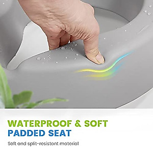 OasisSpace Toilet Seat Risers with Lid and Lock- Padded Toilet Seat Adults, Raised Toilet Seat for Standard and Elongated Toilet, Elevated Toilet Seat 4 Inch for Assistance Bending or Sitting