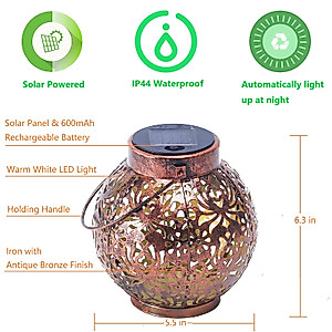 2 Pack Solar Lanterns, SAMWIT Hanging Solar Garden Lanterns, Waterproof Outside Lighting, Outdoor Decorations for Patio, Garden, Yard, Tree, Lawn, Fence