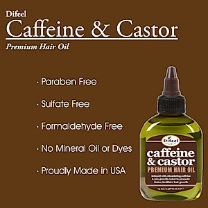 Difeel Caffeine & Castor Premium Hair Oil for Faster Hair Growth 2.5 oz.