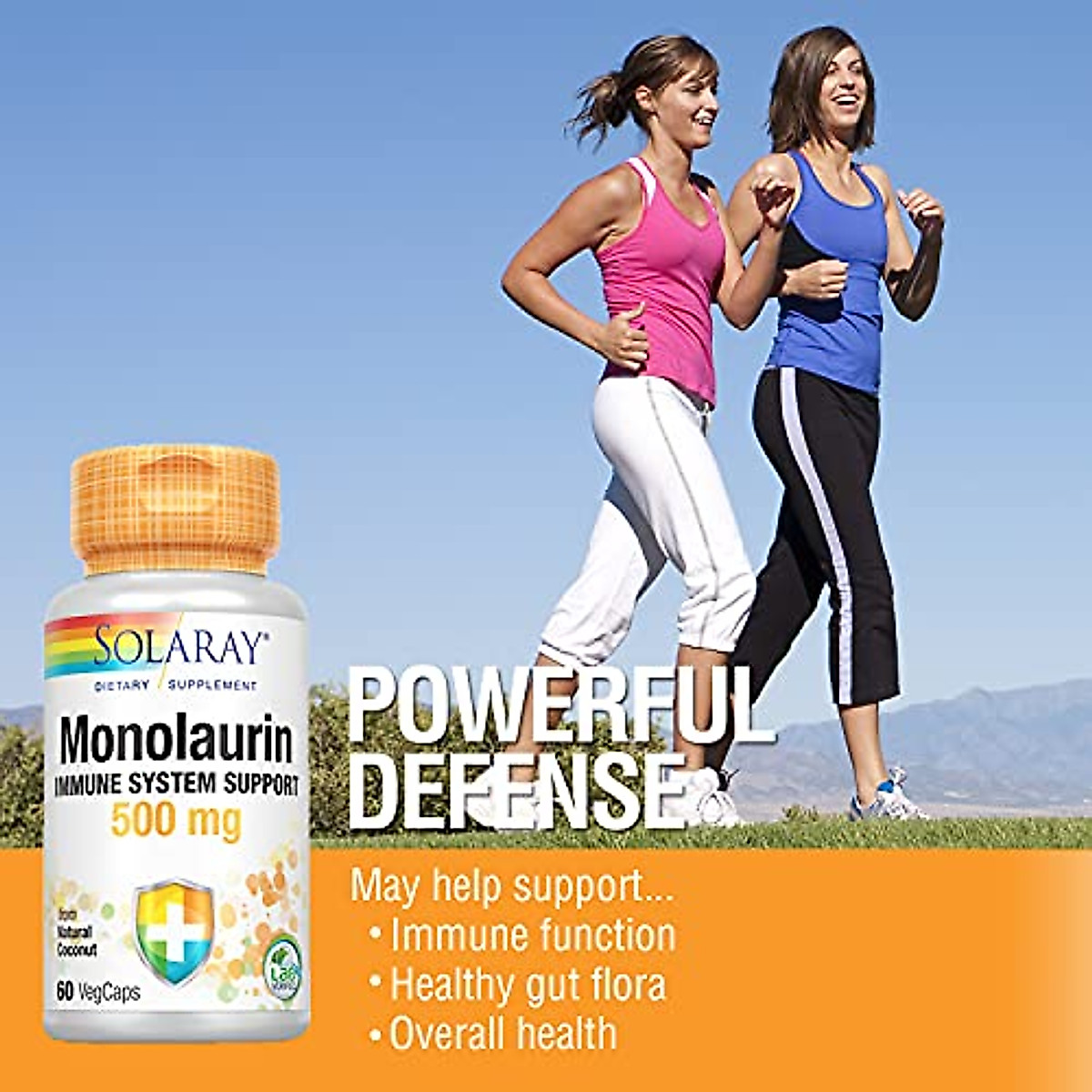 SOLARAY Timed Release Vitamin C 1000mg & Monolaurin 500mg Bundle | Powerful Immune & Gut Health Support | 275ct, 60ct