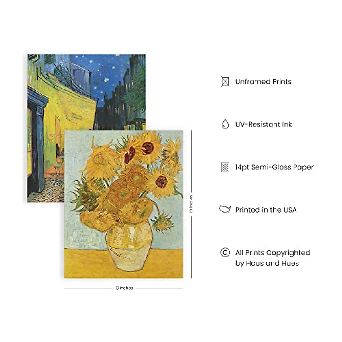 HAUS AND HUES Van Gogh Poster Van Gogh Prints Fine Art Paintings Vincent Van Gogh Paintings Art Posters and Prints of Famous Painting Famous Art Prints Fine Art Prints (Van Gogh, 8"x10")