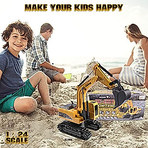 Remote Control Digger,Toy Digger Remote Control Digger Excavator Toys,Engineering Sand Digger Construction Vehicle Toy RC Excavator Toy Cars for Kids(Need to Install Batteries)