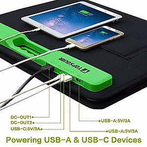 Topsolar 200W Foldable Portable Solar Panel Charger Kits for Portable Power Station Generator Cell Phones Camera Lamp 12V Car Boat RV Battery(Dual USB Ports & 19/14.4V DC Output)