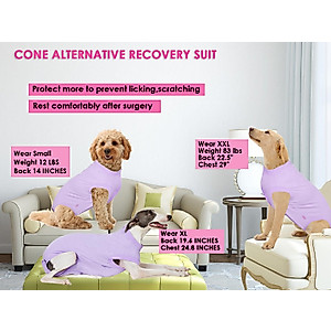 Wabdhaly Dog Surgery Recovery Suit for XXX-Large Female Spay,Anti Licking Dog Surgical Recovery Onesie,Fashion Striped Purple 3XL