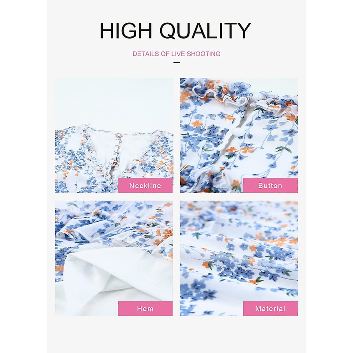 Dokotoo Womens Sun Casual V Neckline Long Sleeve Open Back Floral Print Mini Dress Bohemian Fashion Skater A Line Ruffle Hem Flowy Dresses White Large