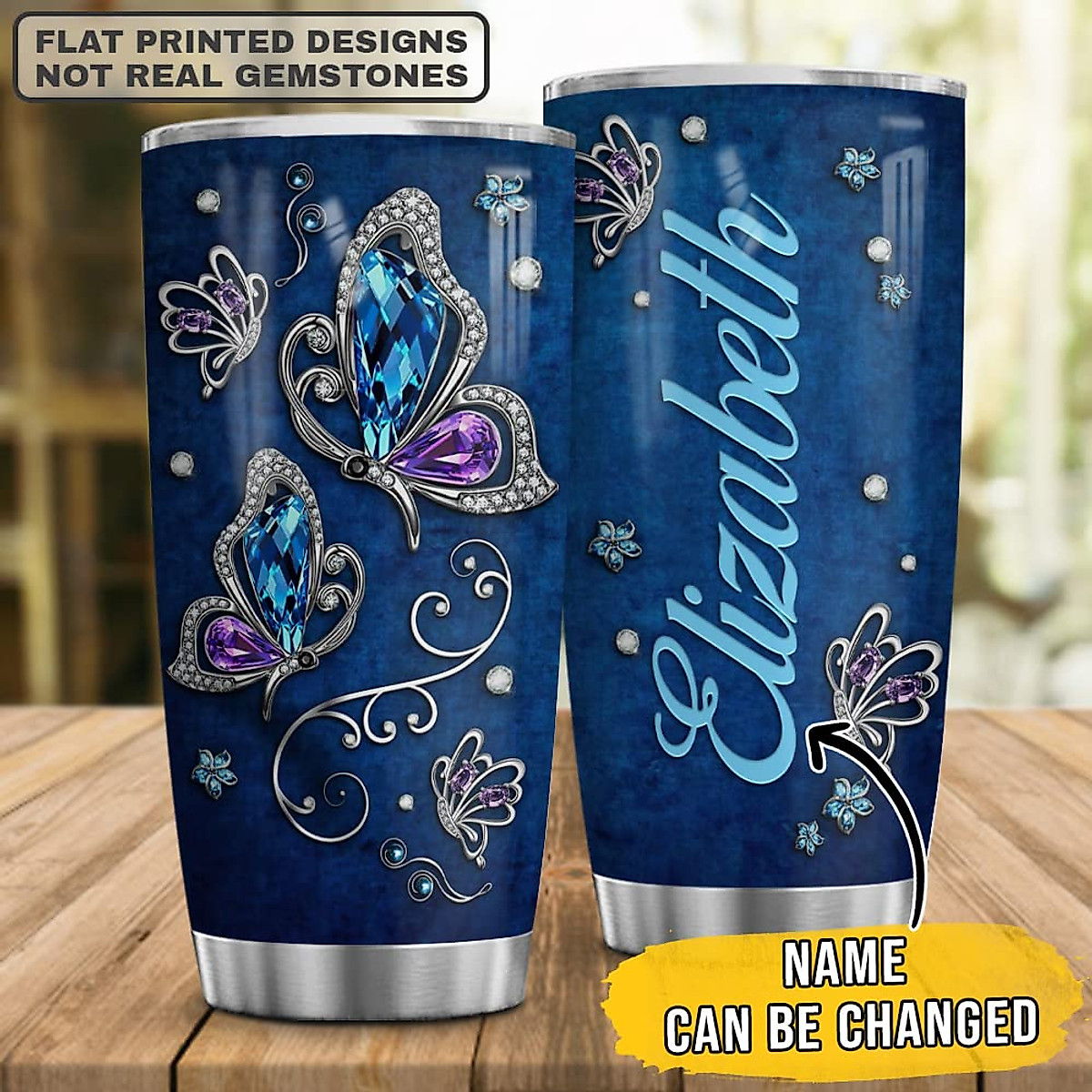 Wassmin Personalized Butterfly Stainless Steel Vacuum Insulated Tumbler With Lid - Custom Name 20 Oz 30 Oz Double Walled Insulated Coffee Cup for Gym Fitness Travel Office Use (Color 2)