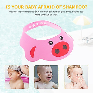 LUOZZY 3 Pcs Baby Bath Hat Adjustable Child Visor Hat Cartoon Wash Head Shower Caps (Pink Yellow Green)