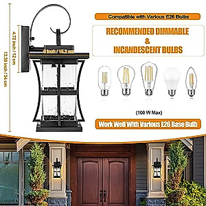 2 Packs Outdoor Wall Light - Modern Black Exterior Light Fixture Waterproof Porch Sconces Wall Mounted Lighting, Anti-Rust Rustic Wall Sconce for House Garage, Doorway, Front Door Entryway, E26