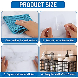 WLLHYF 6 Pcs Shower Adhesive Hooks Shower Caddy Adhesive Replacement, Transparent Strong Hook Strip Waterproof No Drilling Organizer for Soap Holder, Kitchen Racks (2 Single + 2 Double + 2 Claws)