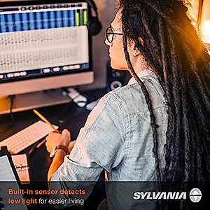 SYLVANIA Dusk to Dawn A19 LED Light Bulb with Auto On/Off Light Sensor, 60W=9W, 800 Lumens, 2700K, Soft White - 6 Pack (41257)