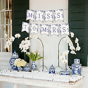 JeVenis Blue Miss to Mrs Banner Something Blue Before I Do Banner for Women Something Blue Bridal Shower Decoration Blue Bridal Shower Bachelorette Engagement Wedding