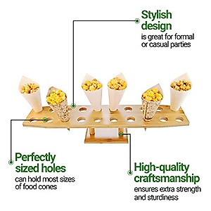 Restaurantware 22.5-inch Oblong Food Cone and Sushi Hand Roll Display Stand: Perfect for Restaurants, Catered Events, and Buffets - Holds 20 Cones - Made from Organic Bamboo - 1ct Box - Restaurantware