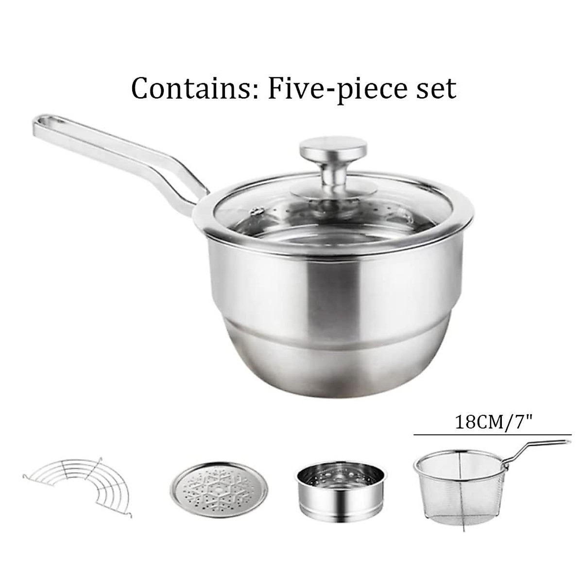 french fries basket Stainless Steel Multifunction Pot With Lid Deep Fryer With Basket Steamer French Fries Soup Noodle Induction Cooker Gas fried food basket