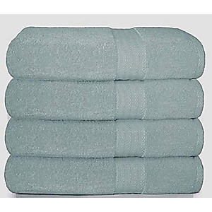GLAMBURG Premium Cotton 4 Pack Bath Towel Set - 100% Pure Cotton - 4 Bath Towels 27x54 - Ideal for Everyday use - Ultra Soft & Highly Absorbent - Jade