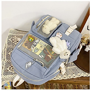 Dearsee Kawaii Backpack with Pins and Accessories, Cute Aesthetic Backpack Aesthetic