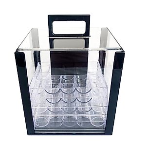 Yuanhe Deluxe Acrylic Poker Chip Case Poker Chip Carrier(1000 Chips Capacity)-With 10 Chip Racks/Chip Trays