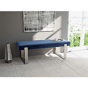 VANT Upholstered Bed Bench - Light Grey - Brushed Nickel - Contemporary Modern, Accent Bench for End of Bed, Hallway, or Entryway