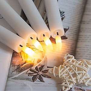 Yeelida Battery Operated Flameless Taper Candles with Two Remote Timer,6.4” LED 3D-Wick Window Candles,Flickering Long-Lasting Warm Light Electric Pack of 6 Flameless Candlesticks(0.78” Dia,White)