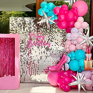 Makeup Balloon Garland Arch Kit for Girls Spa Party Decorations,147Pcs Hot Pink Purple Lipstick Lip Kiss High Heels Foil Balloons for Princess Women SPA Day Cosmetics Birthday Party Decor Supplies