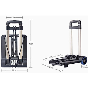 BAUBUY Small Hand Truck for Elderly Lightweight Foldable Shopping Cart with Wheels Portable Aluminum Alloy Trolley Luggage Cart