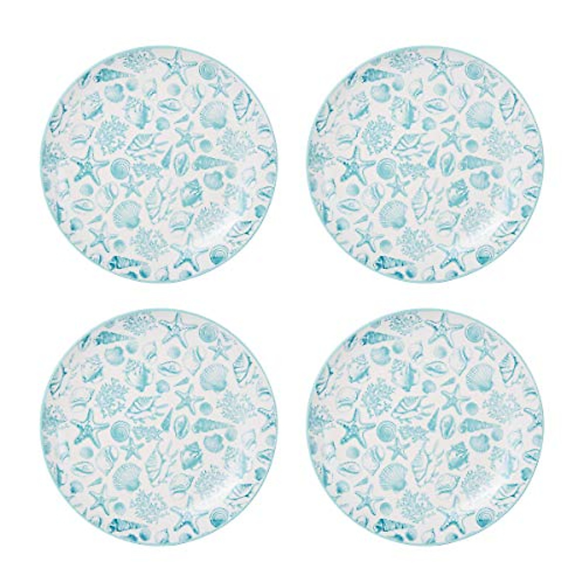 Pfaltzgraff Venice 16-Piece Stoneware Dinnerware Set, Service for 4, Aqua/White -
