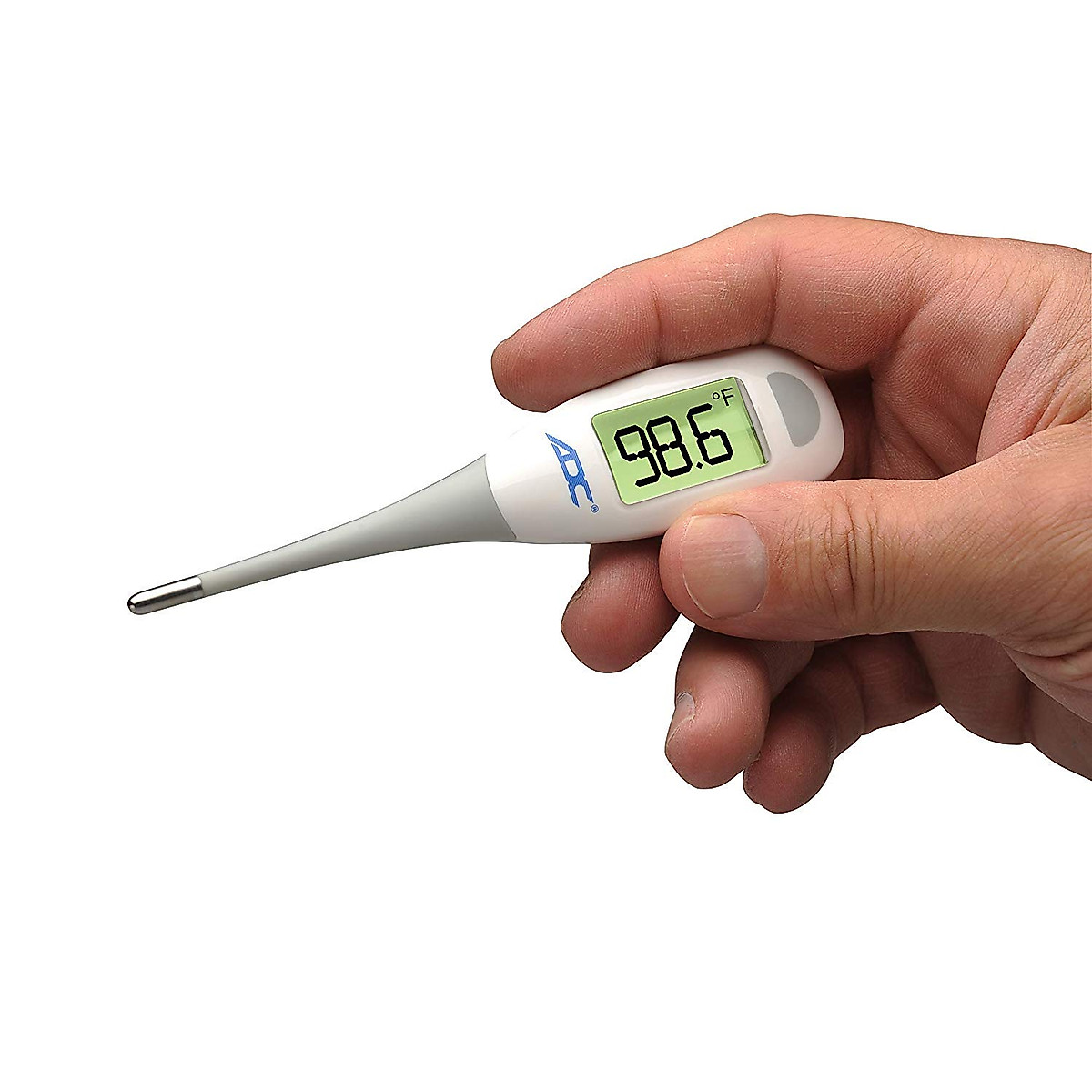 ADC Fast Read Digital Thermometer, Flexible Tip and Large Quick Read LCD Display with Color-coded Backlighting , White - 418N