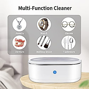 Ultrasonic Jewelry Cleaner High Capacity SUS304 Tank Cleaning Eyeglasses Machine 48KHz Portable and Low Noise Ultrasonic Machine for Ring, Earrings, Necklace, Silver, Retainer, Watches, Coins, Razors