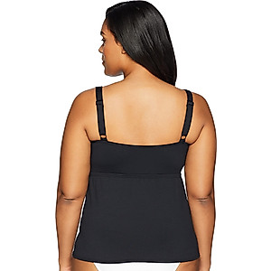 TYR TSTBW7A124W Fitness Plus Solids Womens Twisted Bra Tankini Black 24W