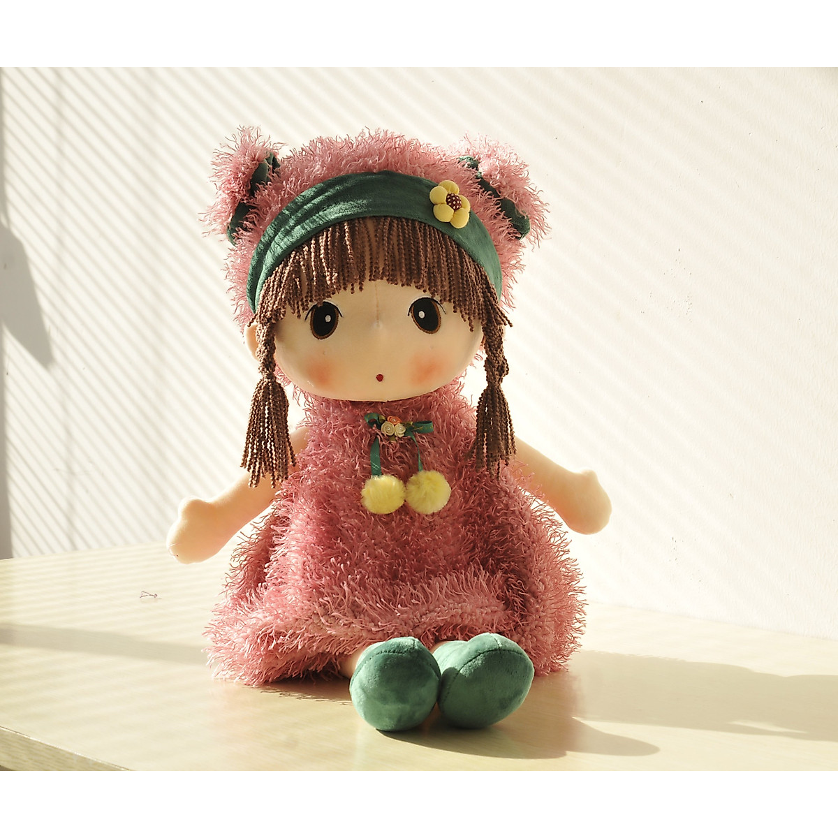 HWD 24'' Kawaii Plush Girl Toys Doll, Good Dolly Gifts for Children Kids Baby .(Pink)