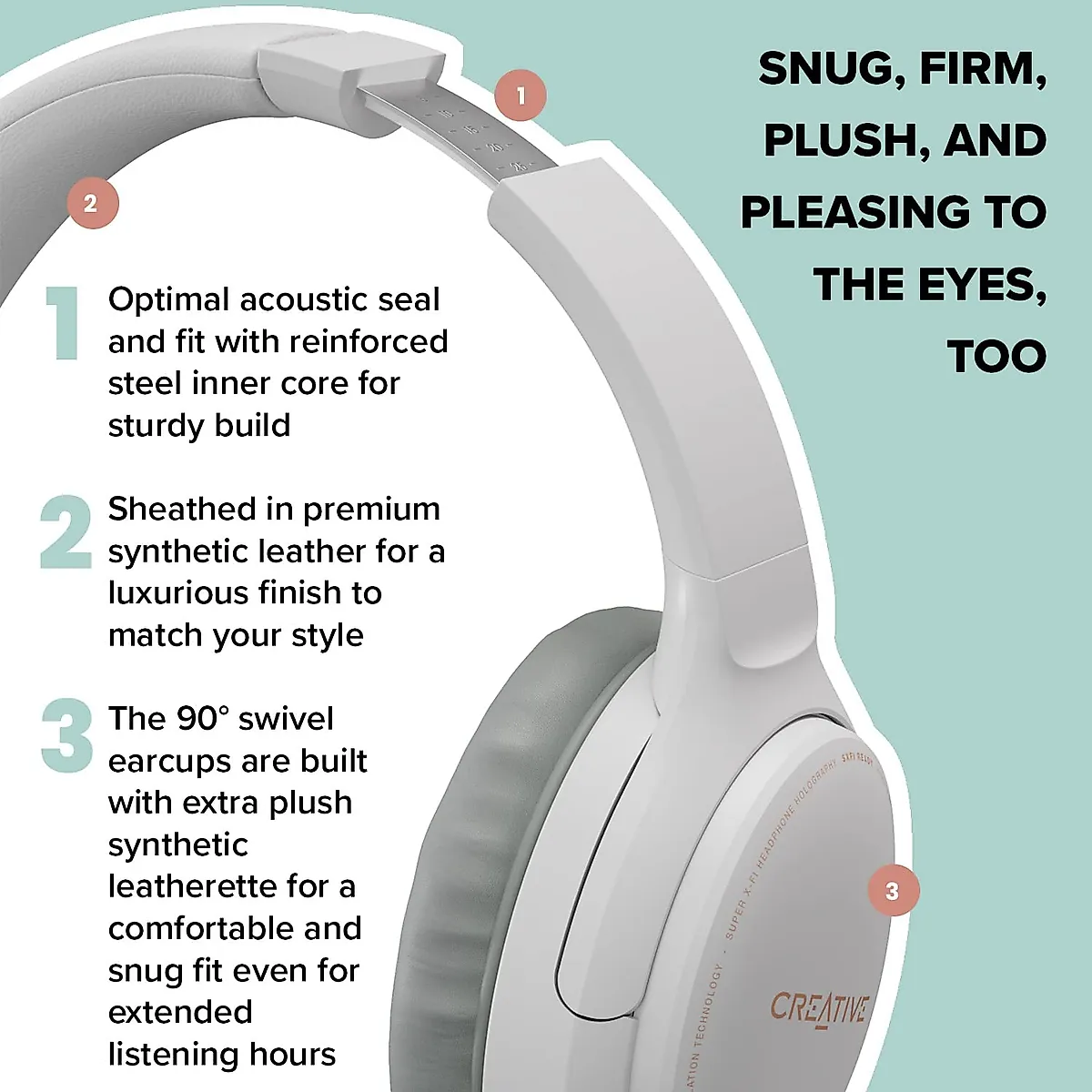 Creative Zen Hybrid (White) Wireless Over-Ear Headphones with Hybrid Active Noise Cancellation, Ambient Mode, Up to 27 Hours (ANC On), Bluetooth 5.0, AAC, Built-in Mic, Foldable