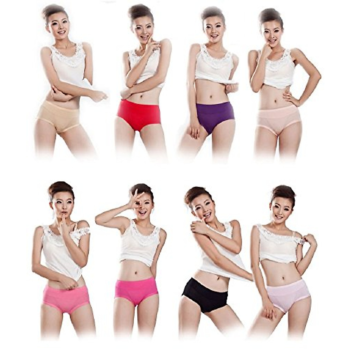 C.X Trendy Women's 8-Pack Cotton Seamless Brief Panty (S, Assorted)