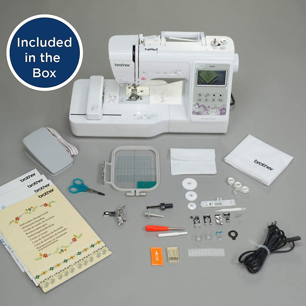 Brother SE600 Sewing and Embroidery Machine, 80 Designs, 103 Built-In Stitches, Computerized, 4" x 4" Hoop Area, 3.2" LCD Touchscreen Display, 7 Included Feet