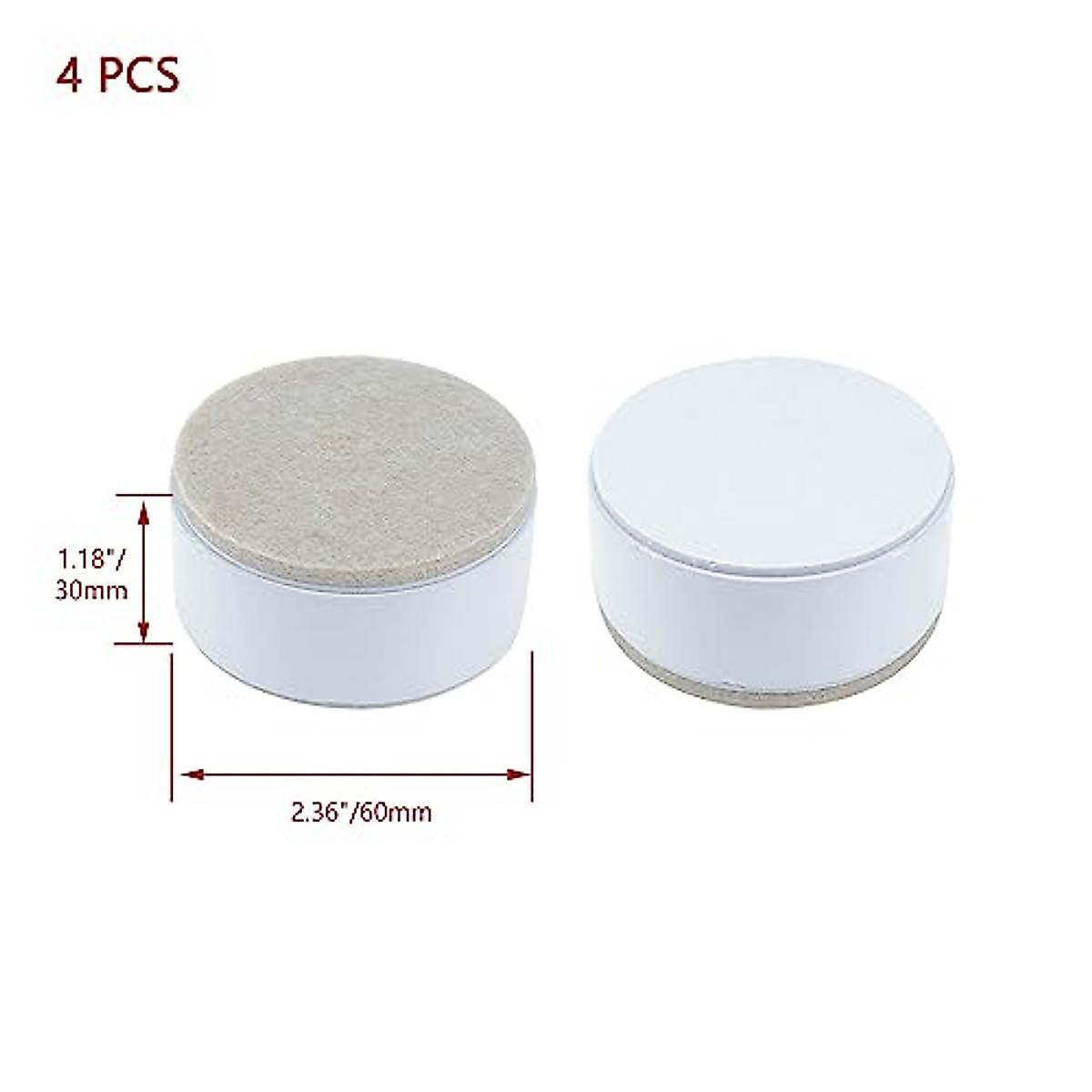 KUMGROT 4 Pcs Height 1.81" Bed and Furniture Risers Heavy Duty Round Sofa Table Risers Lifts with Felt Pad for Dresser Bed Chair (White)