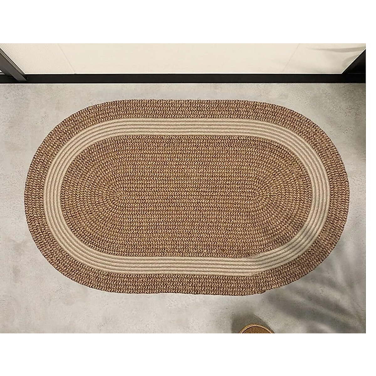 Tly Home-Beige Striped-Jute Door mat Rug -Jute Mats 19.6 x 31.50 Inches -Naturel Mats-Patterned Door Front-Bath Mat-Rug Mats Natural-Balcony mats-Gift- Houseware-Home Decore-Natural Welcome Doormat