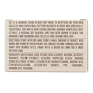 Suavecito Pomade Matte Hair Cream With DHT Blocker For Hair Regrowth - Low Shine Light Hold For Styling Thinning Hair To Look Thick & Full With Volume