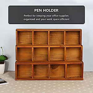 NUOBESTY Wooden Freestanding Wall Mounted Shadow Box Display Shelf Stair Step Case Vintage Shelving Box Unit Cabinet Organizer for Doll Figurines Pot 37. 8x27. 8x14. 2cm