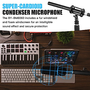Boya XLR Shotgun Microphone BY-BM6060, Super-Cardioid Condenser Mic with 24 48V Phantom Power for Camera Camcorder Film Interview TV Program Recording Podcast