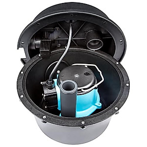 Little Giant WRSC-6 115-Volt, 1/3 HP, 2760 GPH Compact Under Sink Drainosaur Automatic Sump Pump/Basin System with 10-Ft. Cord, Black/Blue, 506065